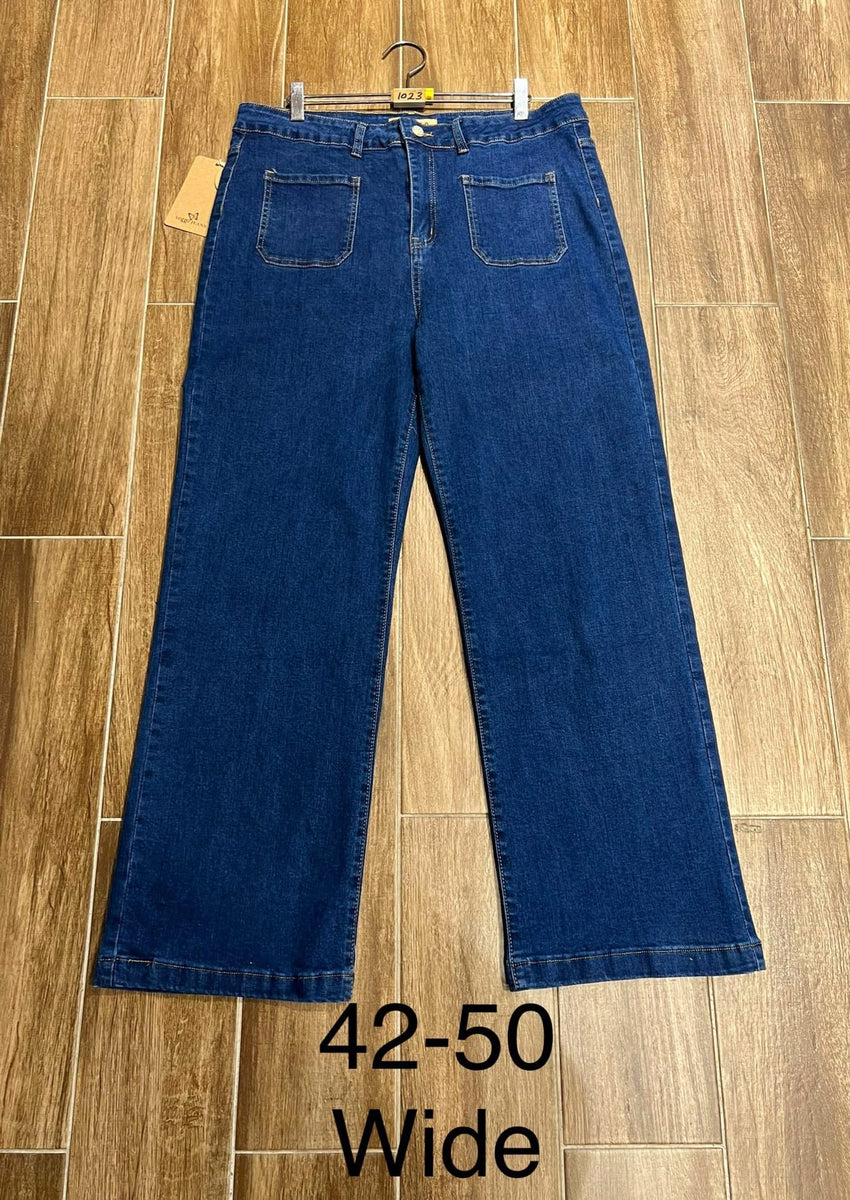 PLUS SIZE Wide Leg Two Front Pocket Jeans – (10P.PACK: UK 14-22)– jqwholesale.com