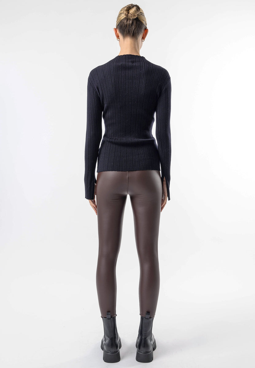 ANGELEYE Asymmetric Gold Button Detail Top in Black– jqwholesale.com