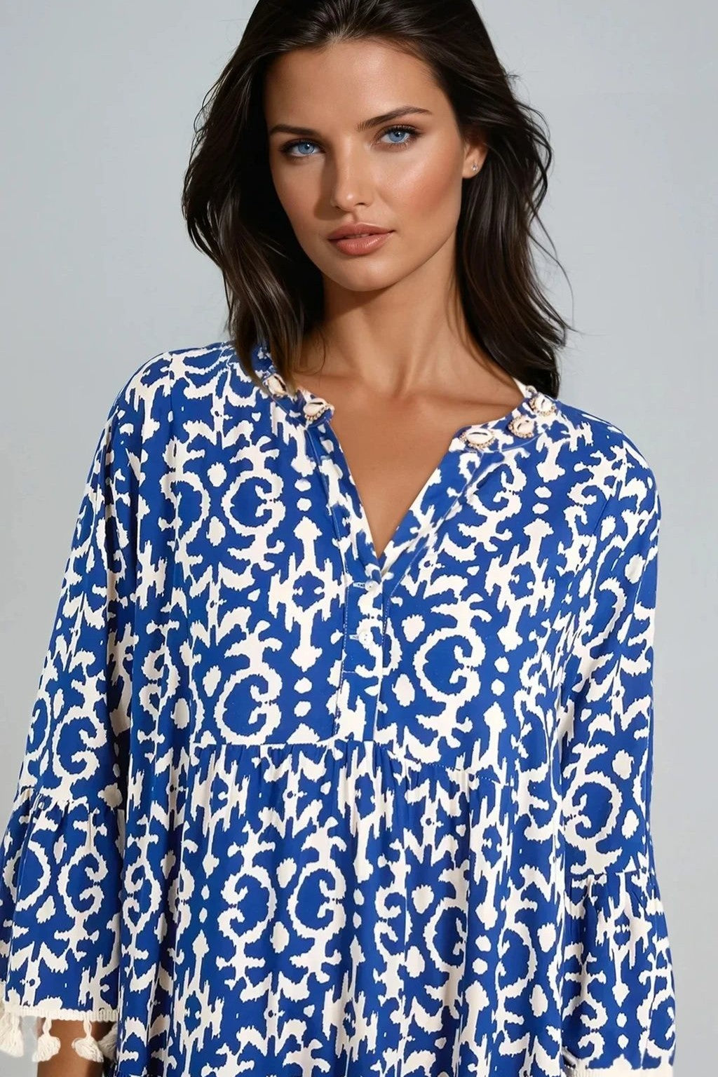 Blue Beach Smock Mini Dress – jqwholesale.com