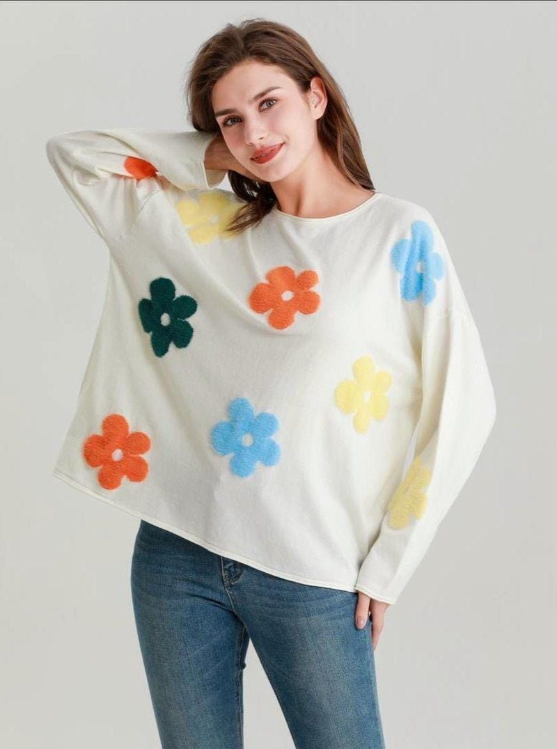 Multi Boucle Daisy Soft Fine Knit Jumper – jqwholesale.com